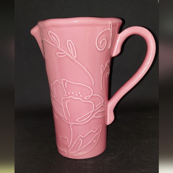Accents | Pretty Spring Pink Pitcher Vase Raised Floral Design | Poshmark